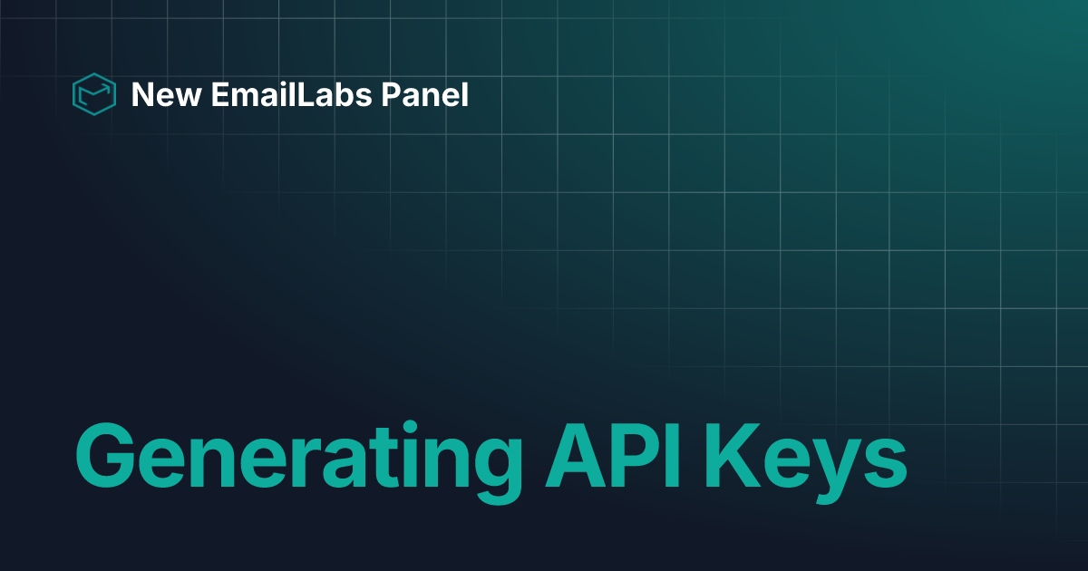 Generating API Keys | EN | New EmailLabs Panel